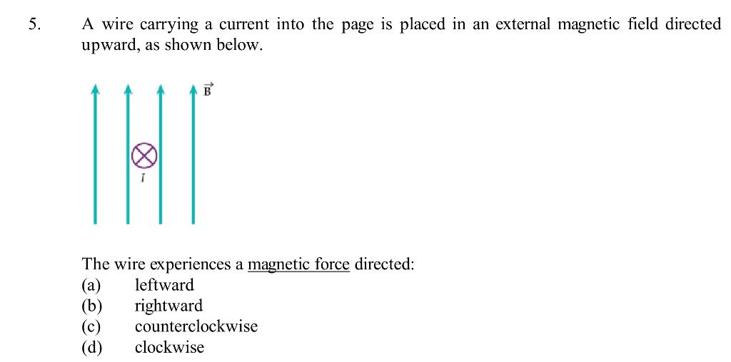 Solved A wire carrying a current into the page is placed in | Chegg.com