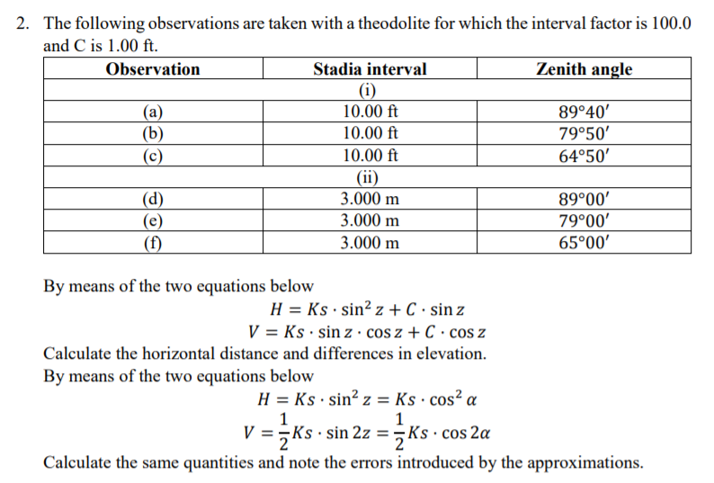 Solved 2. The following observations are taken with a | Chegg.com