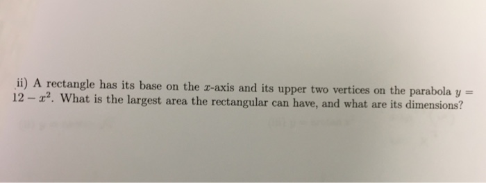 Solved A rectangle has its base on the T-axis and its upper | Chegg.com