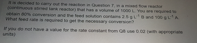 Solved Consider the aqueous phase reaction V2A + B - R. The | Chegg.com
