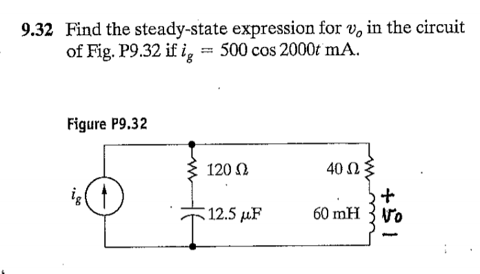 Solved 9.32 Find the steady-state expression for v, in the | Chegg.com