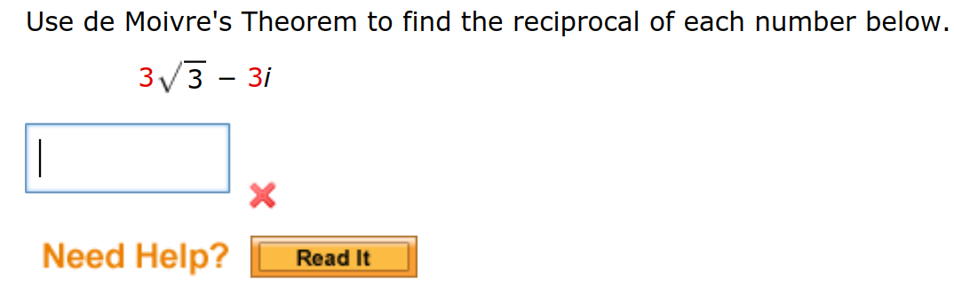 Solved Use de Moivre's Theorem to find the reciprocal of | Chegg.com