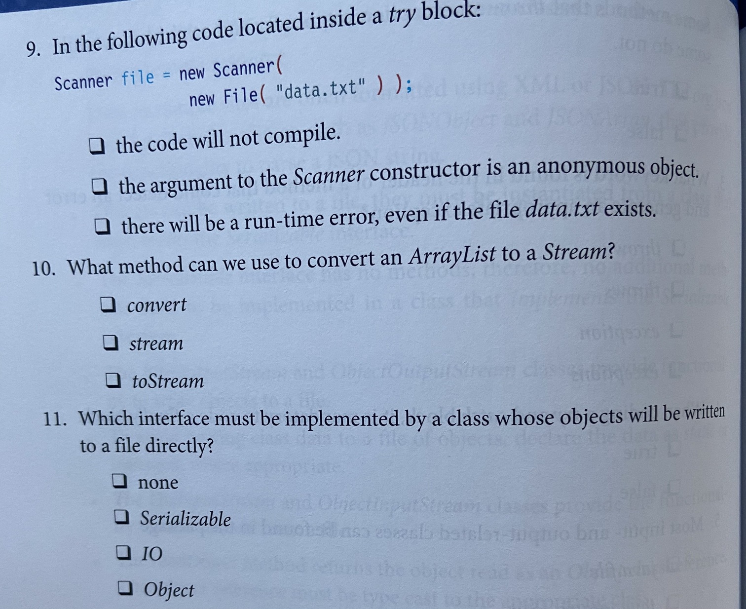 Solved 2. Some methods that throw an exception require try | Chegg.com