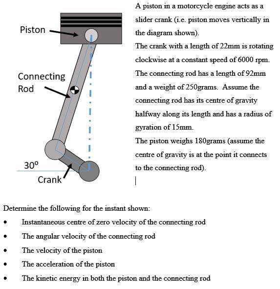 Solved Piston Connecting Rod A piston in a motorcycle engine | Chegg.com