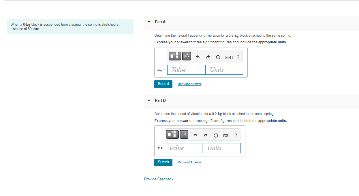 Solved When a 6-kg block is suspended from a spring, the | Chegg.com