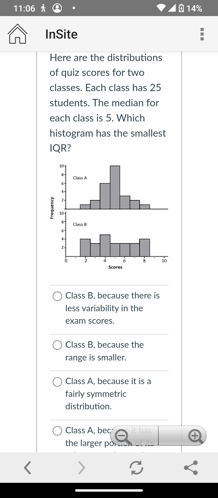 Here are the distributions of quiz scores for two | Chegg.com
