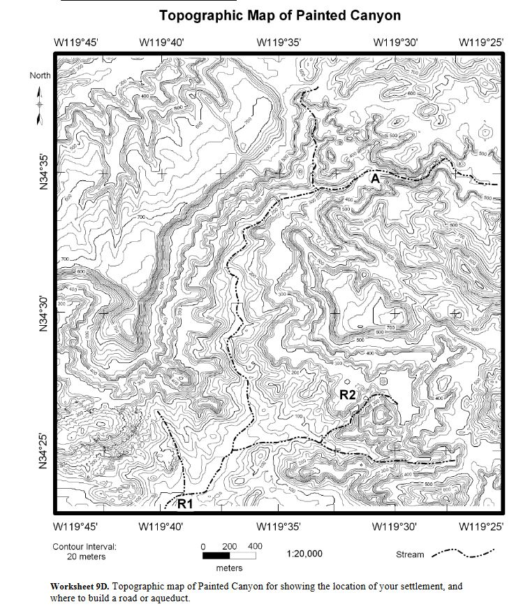 Solved Topographic Map of Painted Canyon W119°45 W119 40 | Chegg.com