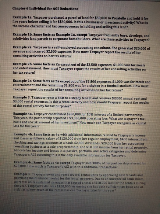 Chapter 6 Individual for AGI Deductions Example 1a. | Chegg.com