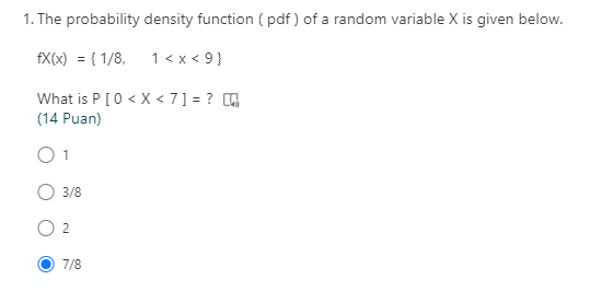 Solved 1. The probability density function (pdf) of a random | Chegg.com