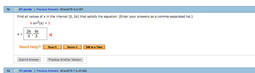 Solved 12. 0/1 points Previous Answers SCalcET8 A.D.067. | Chegg.com