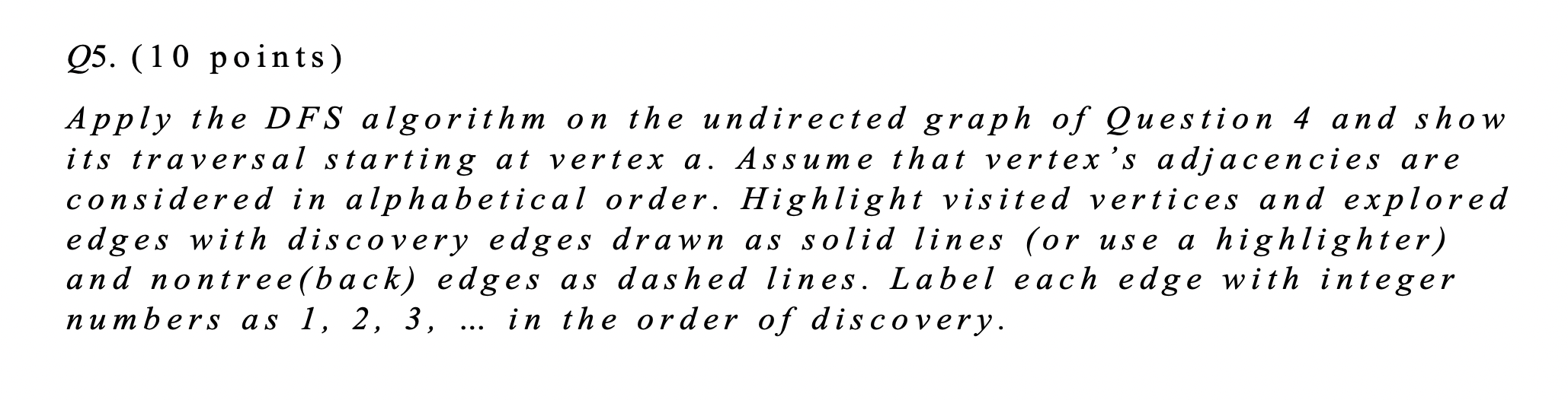 Solved Apply The Dfs Algorithm On The Undirected Graph Of 