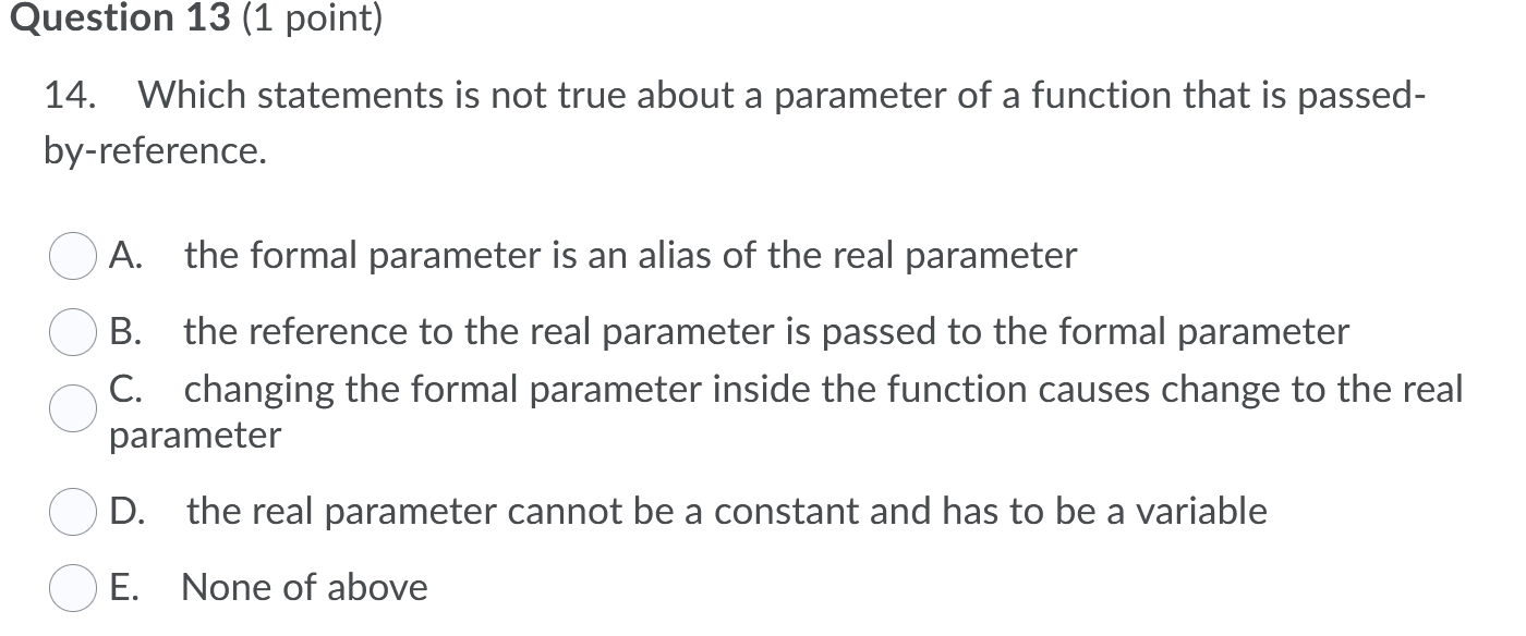 Solved Question 13 (1 point) 14. Which statements is not | Chegg.com
