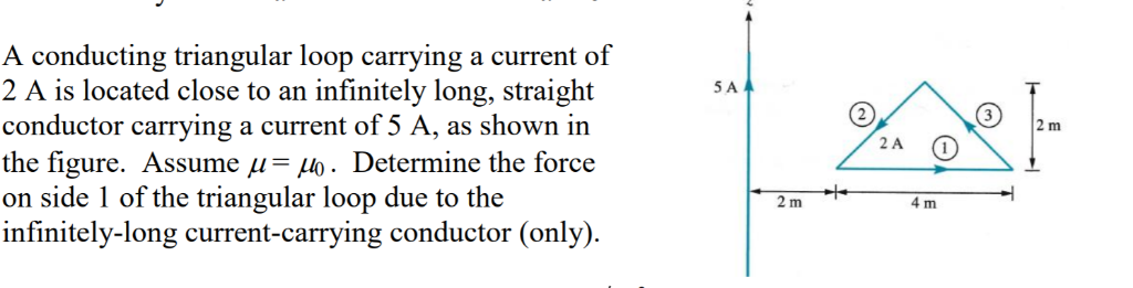 Solved A conducting triangular loop carrying a current of 2 | Chegg.com