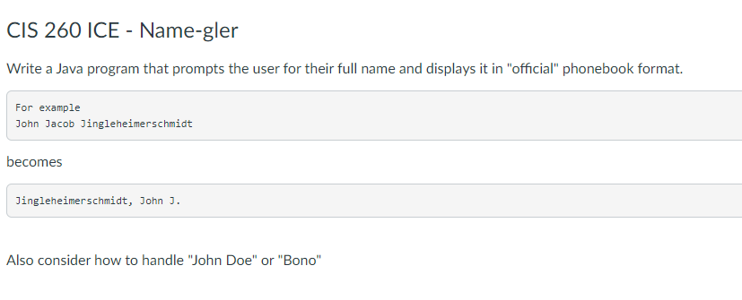 Solved CIS 260 ICE - Name-gler Write a Java program that | Chegg.com