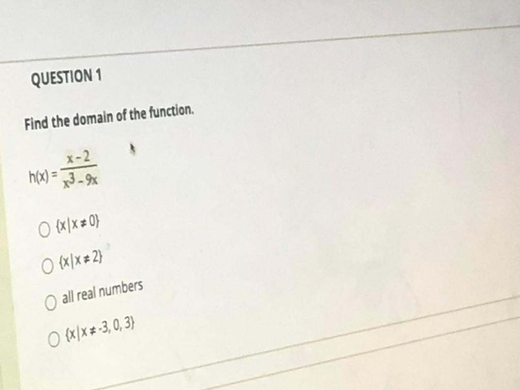 Solved QUESTION 1 Find the domain of the function, X-2 h(x) | Chegg.com