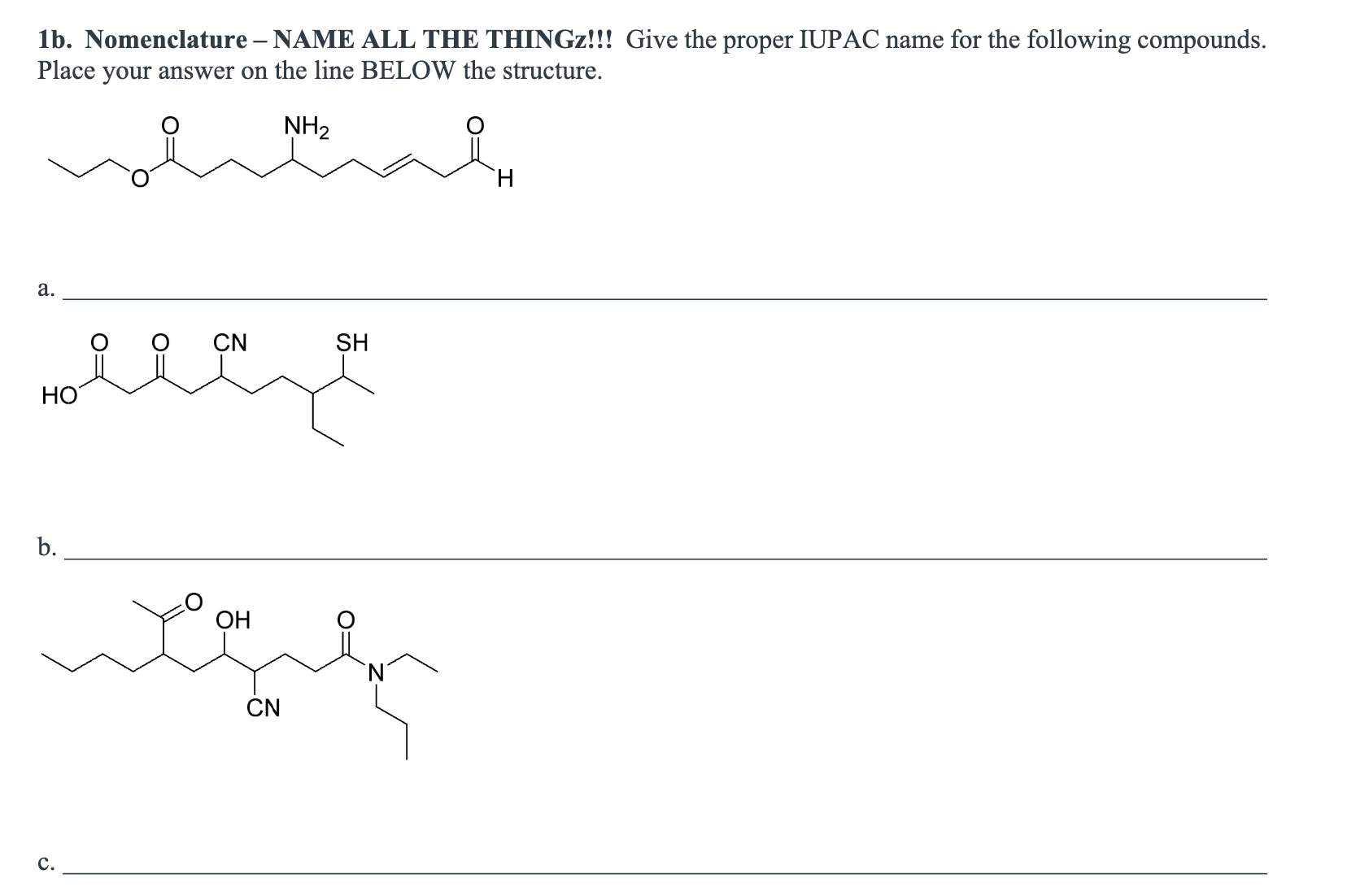 Solved 1b. Nomenclature - NAME ALL THE THINGz!!! Give the | Chegg.com