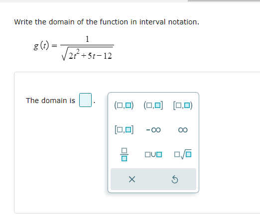 Solved Write the domain of the function in interval | Chegg.com