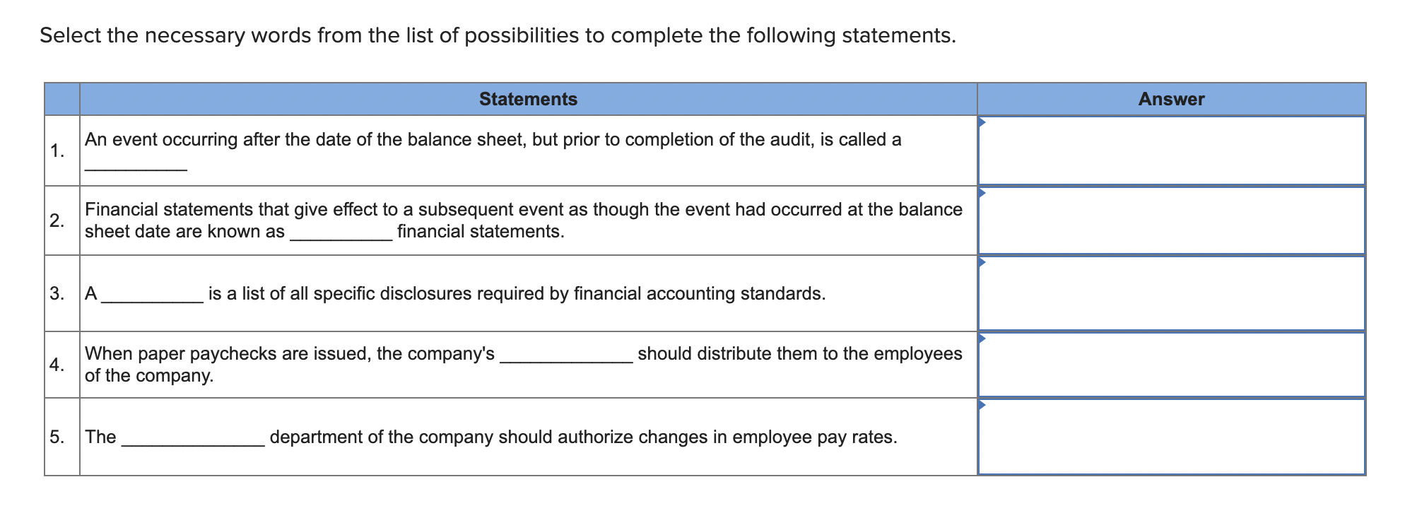 Solved Select the necessary words from the list of | Chegg.com