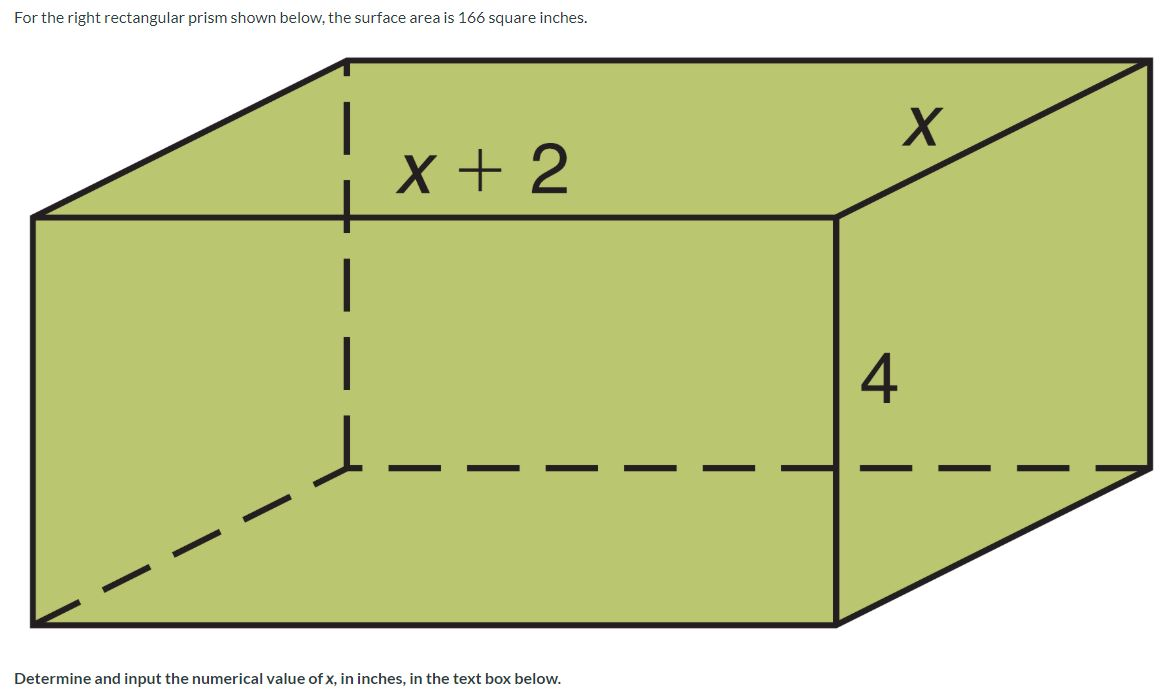 Solved For the right rectangular prism shown below, the | Chegg.com