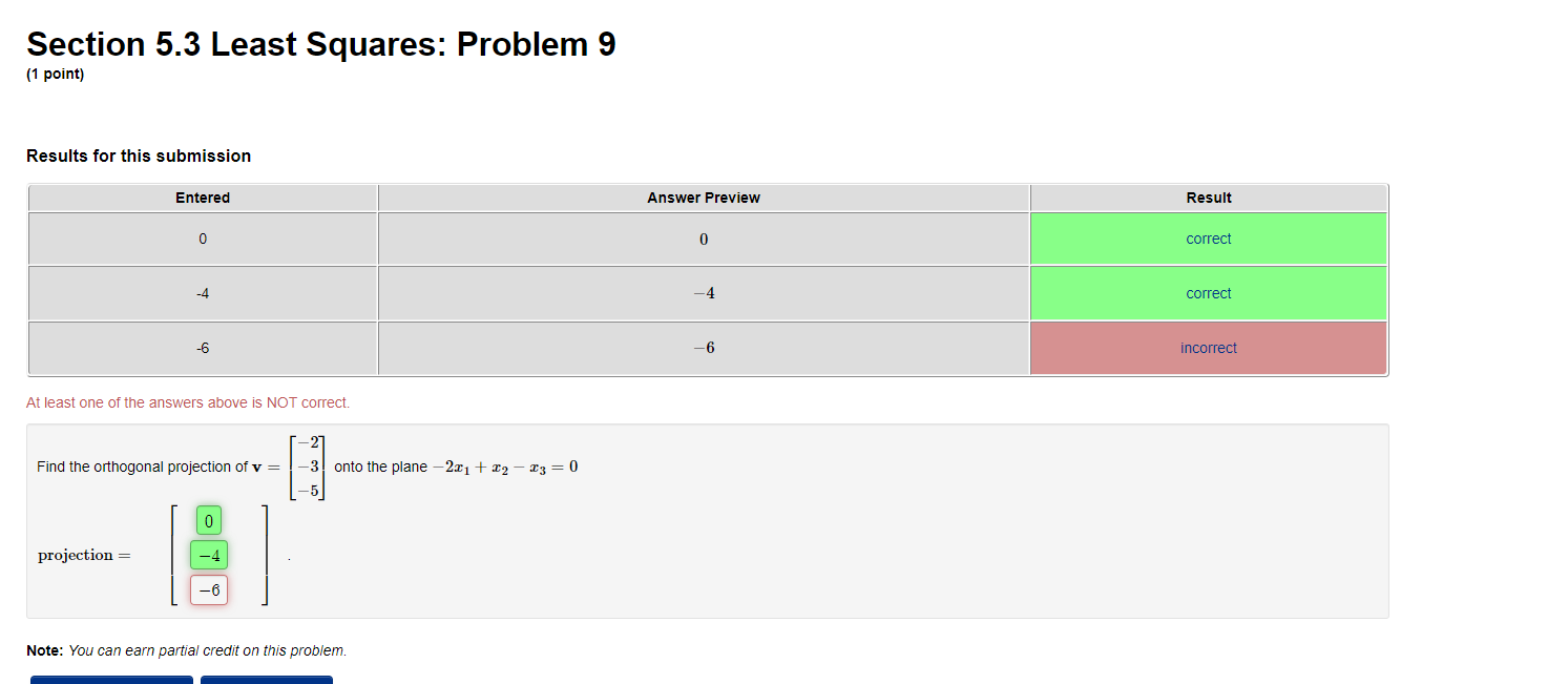 Solved Section 5.3 Least Squares: Problem 9 (1 point) | Chegg.com