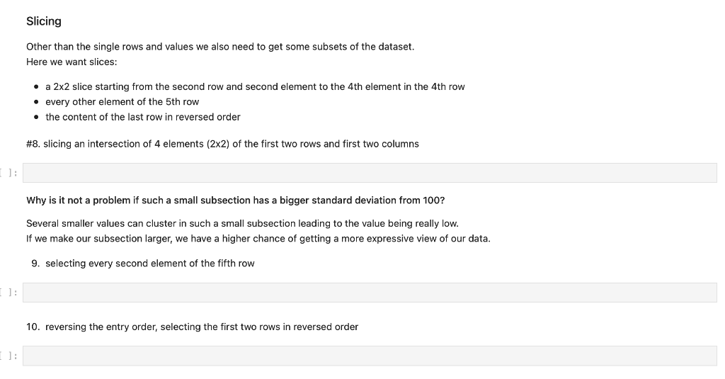 Solved Slicing Other than the single rows and values we also | Chegg.com