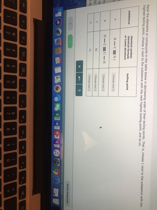 Solved Rank the elements or compounds in the table below in | Chegg.com
