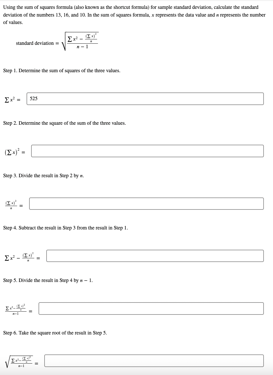 Solved Using the sum of squares formula (also known as the | Chegg.com