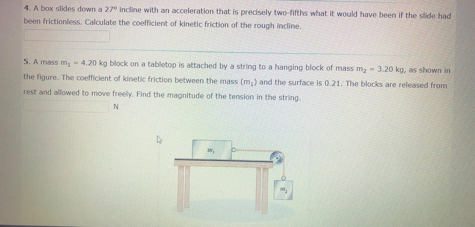 Solved 4. A box slides down a 27° incline with an | Chegg.com