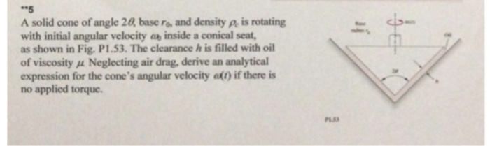 Solved **5 A solid cone of angle 20, basero, and density p. | Chegg.com