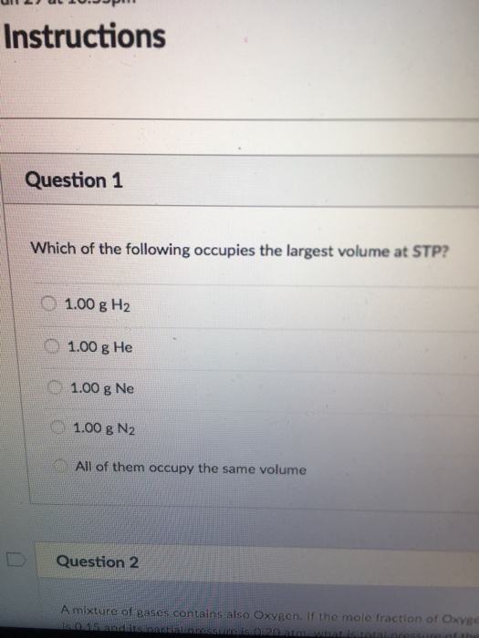 Solved Which of the following occupies the largest volume at | Chegg.com Solved Which of the following occupies the largest volume at | Chegg.com