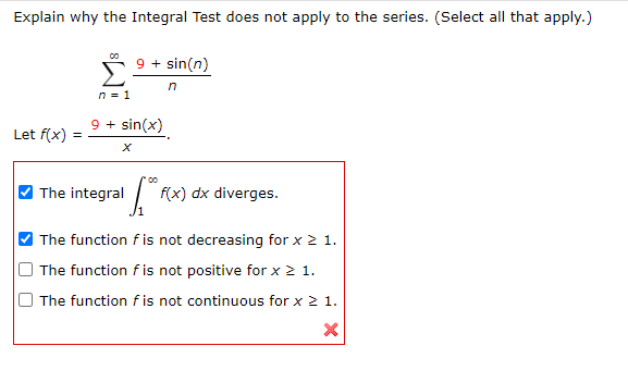 Solved Explain why the Integral Test does not apply to the | Chegg.com