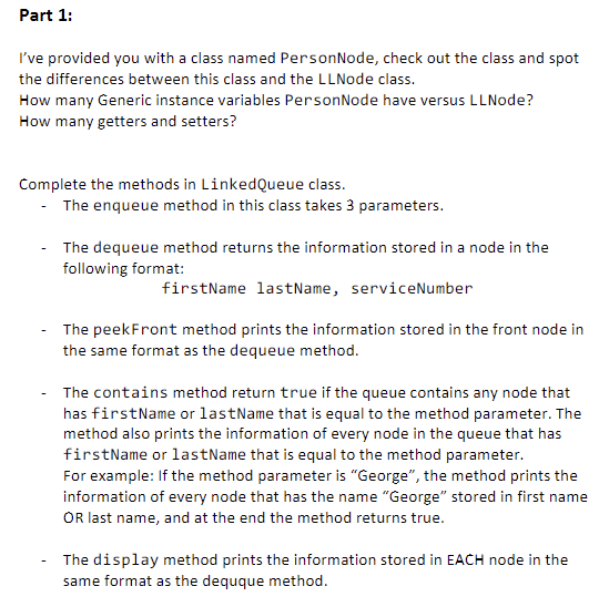 Solved Part 1: I've provided you with a class named | Chegg.com
