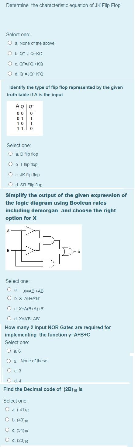 Solved Determine the characteristic equation of JK Flip Flop | Chegg.com