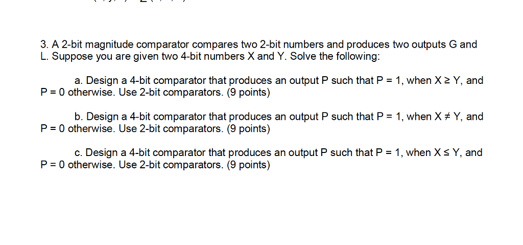 Solved 3. A 2-bit magnitude comparator compares two 2-bit | Chegg.com
