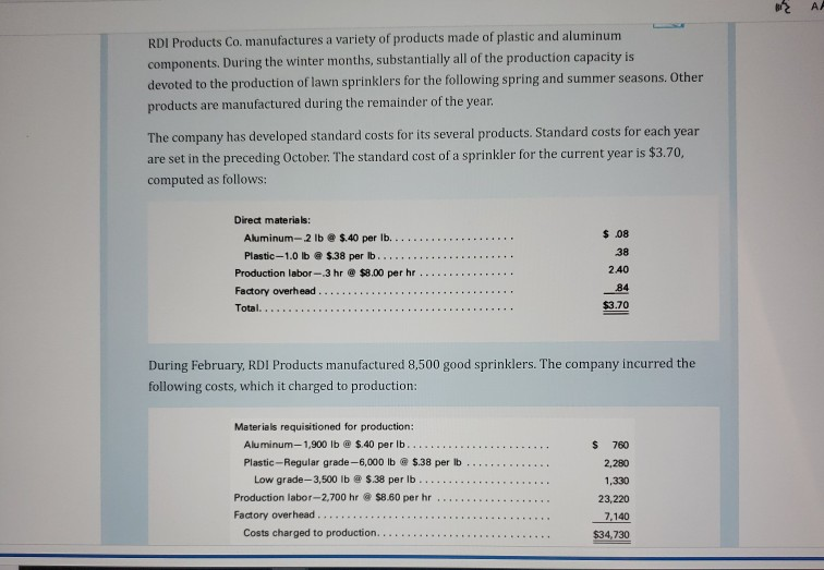 Solved calculating price and usage variances for each type | Chegg.com