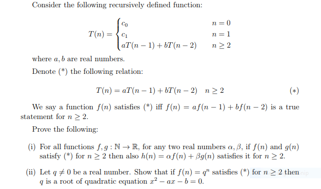 Solved Consider the following recursively defined function: | Chegg.com
