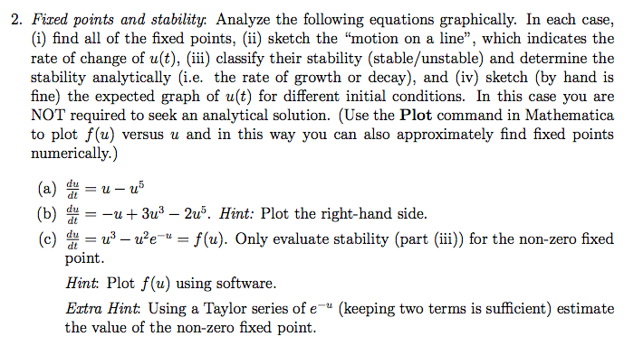 Solved 2. Fixed points and stability: Analyze the following | Chegg.com
