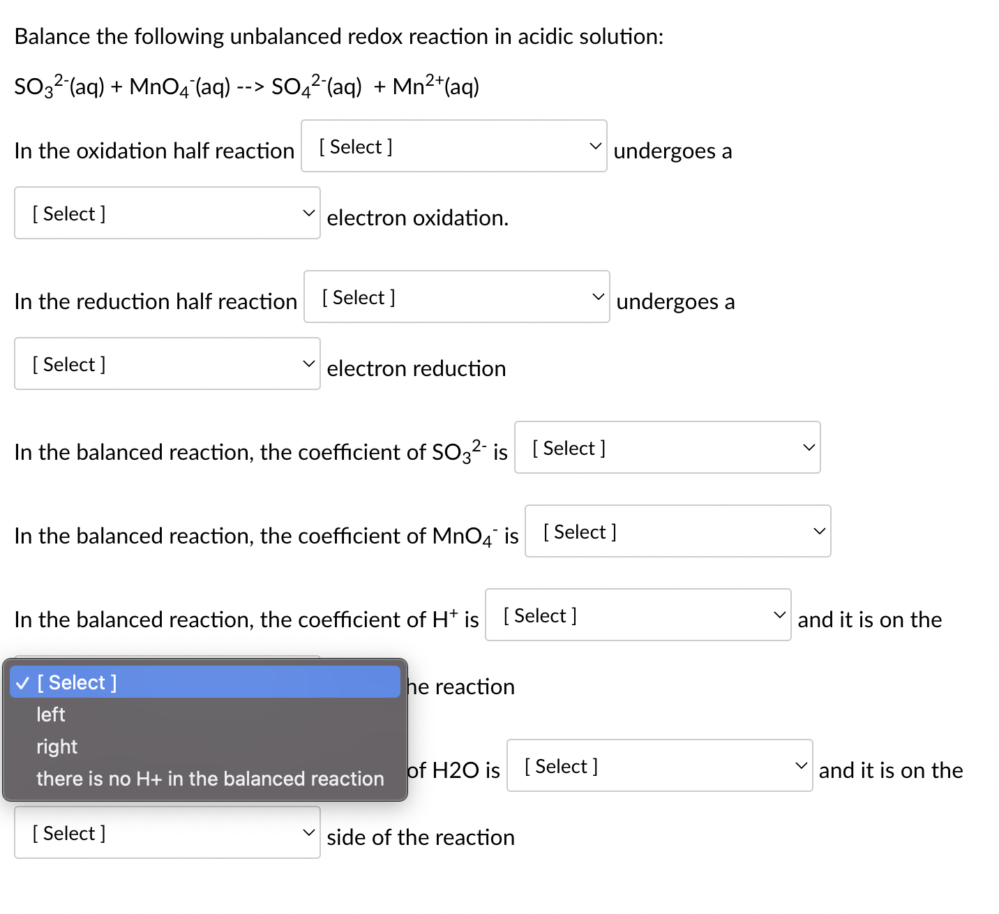 Solved Balance the following unbalanced redox reaction in | Chegg.com