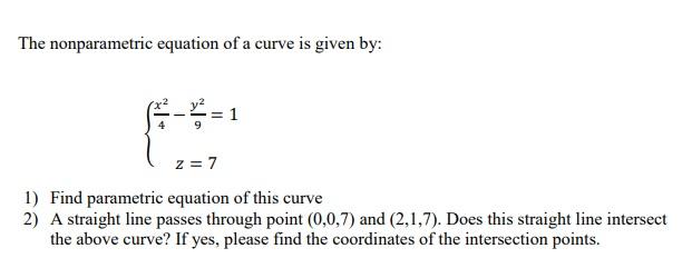 Solved The nonparametric equation of a curve is given by: 9 | Chegg.com