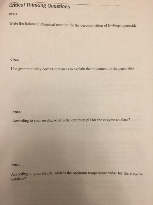 Solved Critical Thinking Questions CTQ:1. Write the balanced | Chegg.com