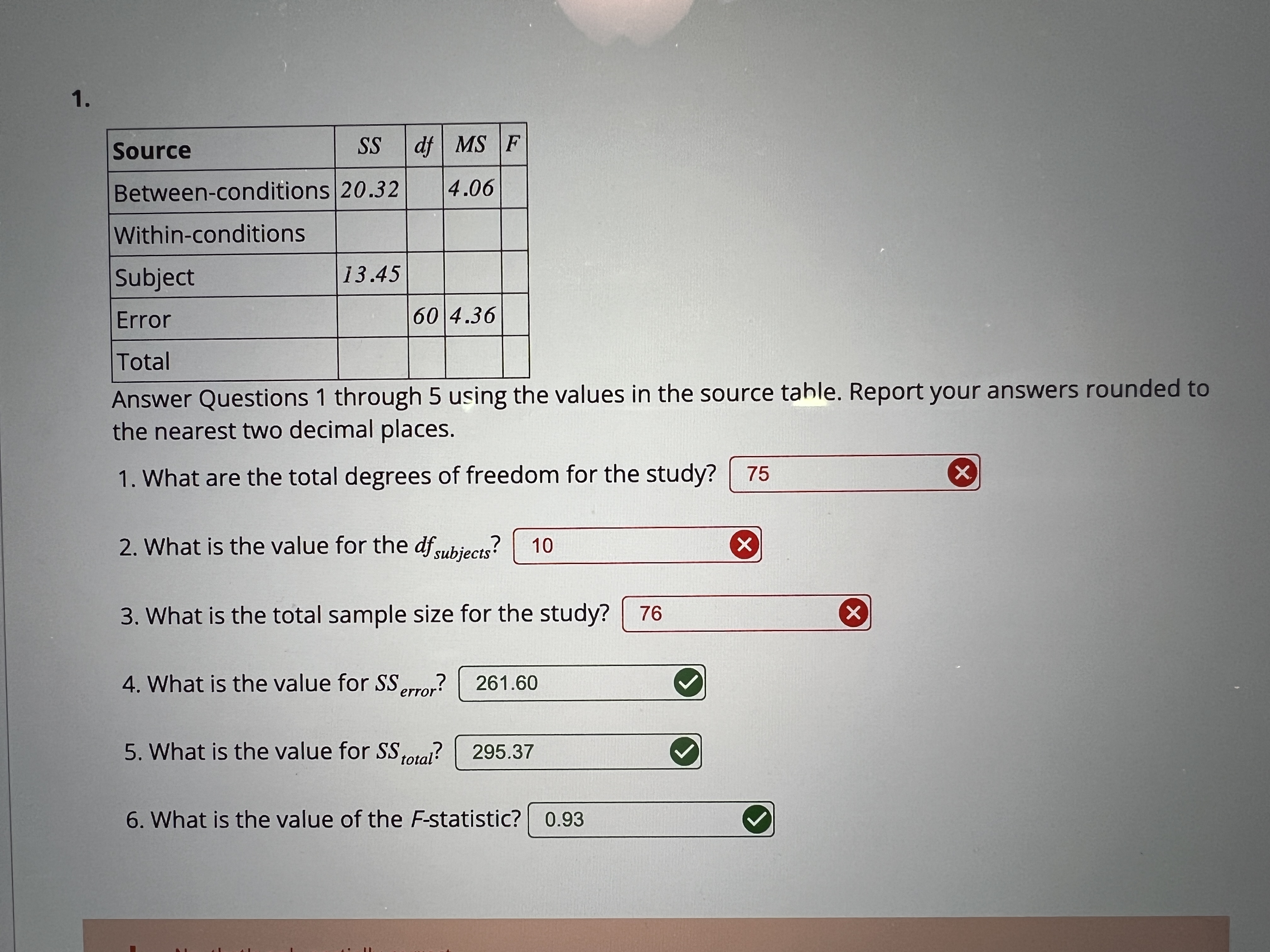 Solved Answer Questions 1 ﻿through 5 ﻿using the values in | Chegg.com