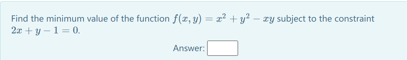 Solved Find the minimum value of the function | Chegg.com