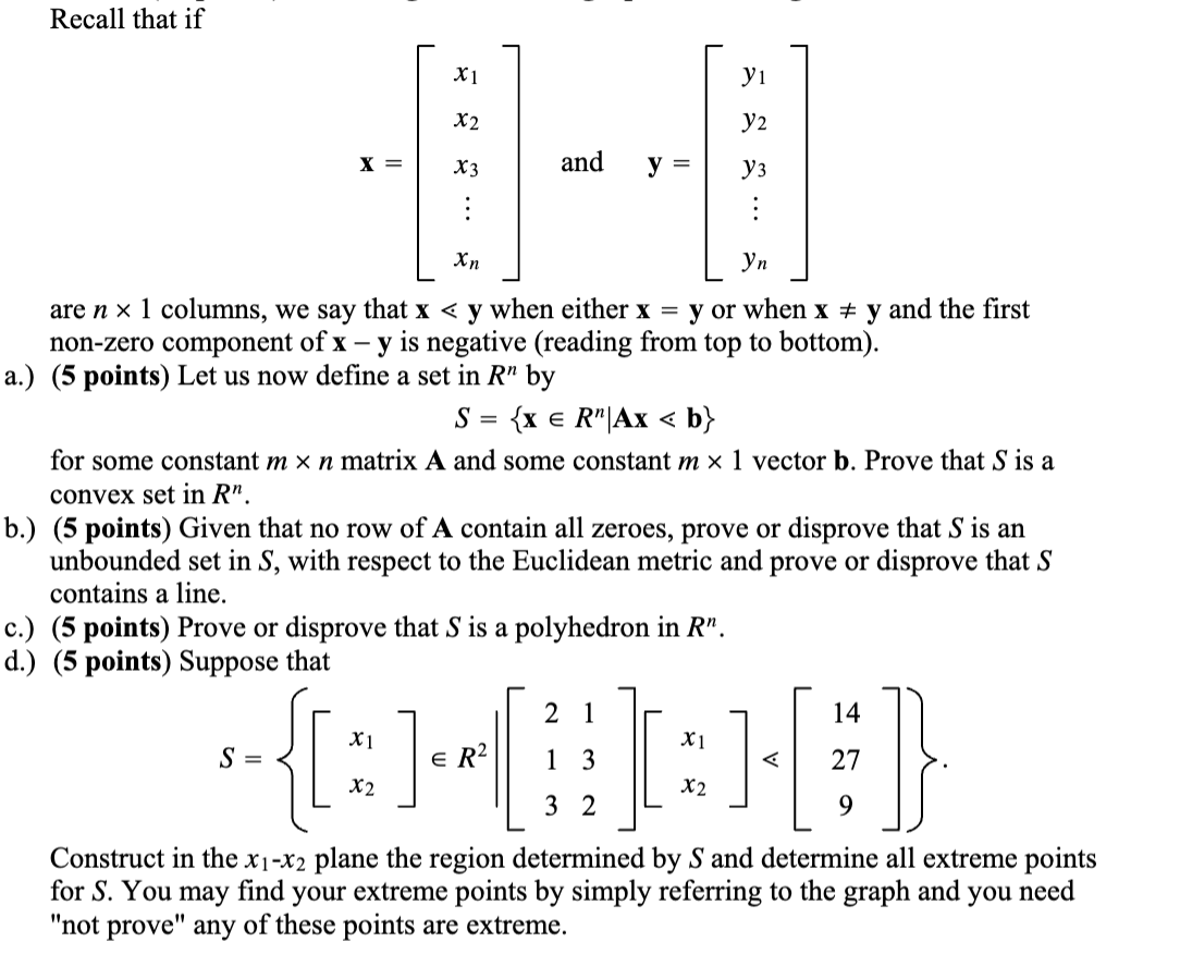 Solved Working With Lexicographic OrderingRecall that ifx | Chegg.com