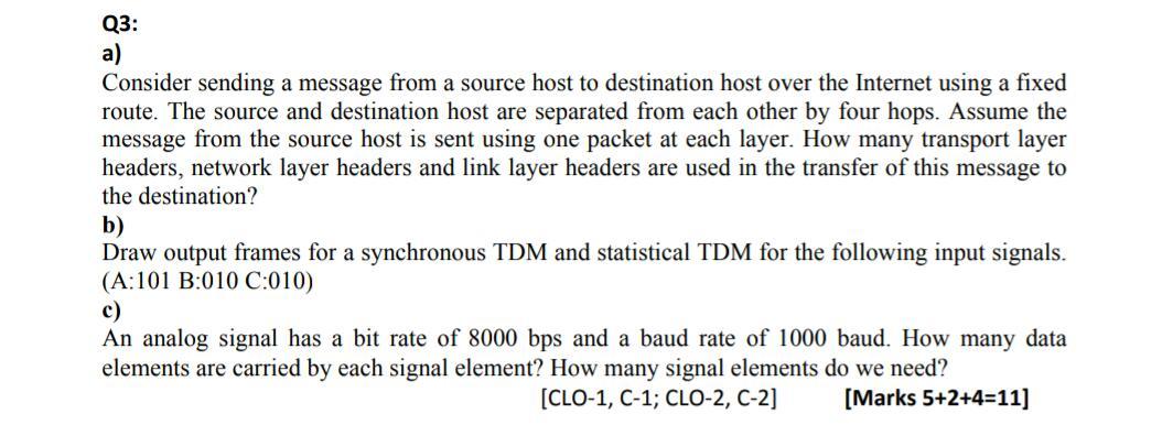 Solved Q3: a) Consider sending a message from a source host | Chegg.com