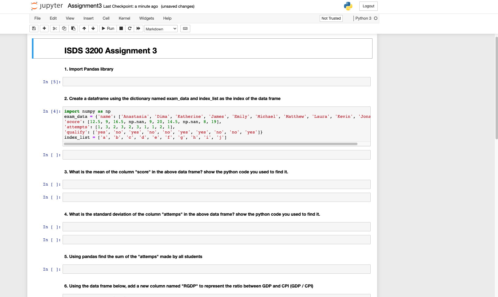 Solved jupyter Assignment3 Last Checkpoint: a minute ago | Chegg.com