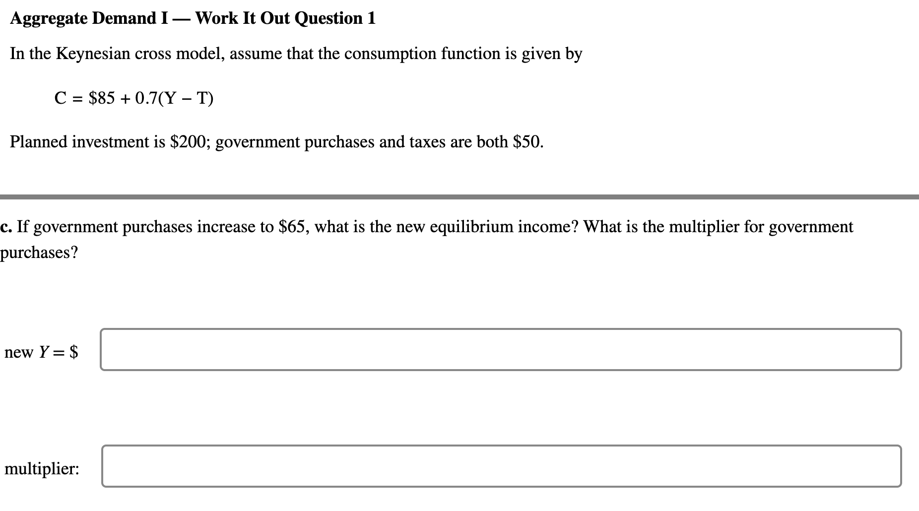 Solved Aggregate Demand I - Work It Out Question 1 In the | Chegg.com