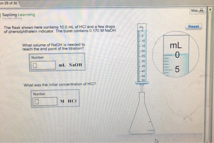 Solved The flask shown here contains 10.0 mL of HCl and a | Chegg.com