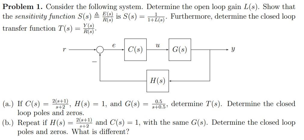 Solved Problem 1. Consider the following system. Determine | Chegg.com