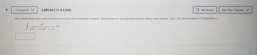 Solved -/10 points v LARCALC11 8.5.029. My Notes Ask Your | Chegg.com