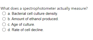 Solved What does a spectrophotometer actually measure? a. | Chegg.com